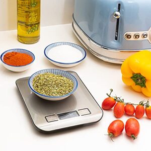 Digital Kitchen Scale Food Multifunction Accuracy Digital Scale LCD Display 11LB 5KG, Food Scales Digital Weight Grams and Oz, Baking Scale, Stainless Steel Small Food Scale by Moss and Stone