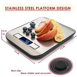 Digital Kitchen Scale Food Multifunction Accuracy Digital Scale LCD Display 11LB 5KG, Food Scales Digital Weight Grams and Oz, Baking Scale, Stainless Steel Small Food Scale by Moss and Stone