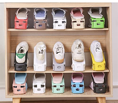 KNFUT Shoe Slots, Storage Rack Adjustable Footwear Support Slot Shoebox Space Saving Cabinet Closet Durable Racks (Color : White Color)