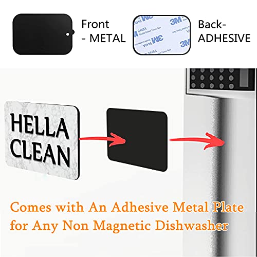 Hella Clean and Dirty Af Magnet Dishwasher Magnet Oxepleus Double Sided Dirty Clean Sign for Dishwasher (3D Granite)