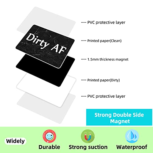 Hella Clean and Dirty Af Magnet Dishwasher Magnet Oxepleus Double Sided Dirty Clean Sign for Dishwasher (3D Granite)