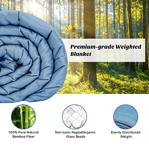 Giantex Bamboo Weighted Blanket, 48" x 72" | 15lbs, Cooling Weighted Blanket with 100% Pure Natural Bamboo Cover, Premium Glass Beads, Adults Heavy Blankets for Better Sleep, Use on Twin Full Bed