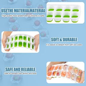 Ice Cube Trays, Easy-Release & Flexible 14-Ice Cube Trays with Spill-Resistant Removable Lid, Ice Trays for Freezer,Silicone Ice Cube Tray,Super Easy Release Stackable BPA Free for Drinks & Cocktail