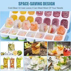 Ice Cube Trays, Easy-Release & Flexible 14-Ice Cube Trays with Spill-Resistant Removable Lid, Ice Trays for Freezer,Silicone Ice Cube Tray,Super Easy Release Stackable BPA Free for Drinks & Cocktail