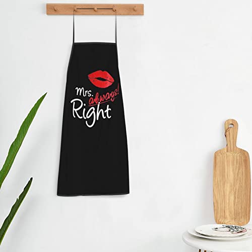 2Pcs Mr Right Mrs Always Right Aprons Funny Cooking Kitchen Bib Aprons for Women Men Chef Waterdrop Resistant Wedding Gifts for Couple Women Men Chef Gifts Cool Bridal Shower Gifts Engagement Gifts