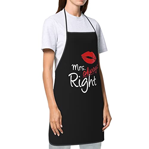 2Pcs Mr Right Mrs Always Right Aprons Funny Cooking Kitchen Bib Aprons for Women Men Chef Waterdrop Resistant Wedding Gifts for Couple Women Men Chef Gifts Cool Bridal Shower Gifts Engagement Gifts