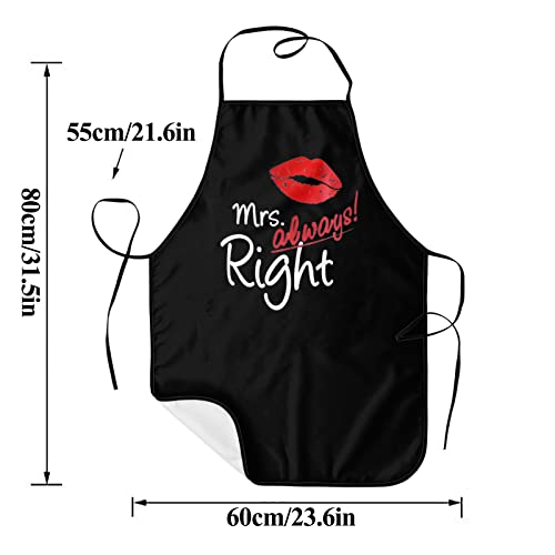 2Pcs Mr Right Mrs Always Right Aprons Funny Cooking Kitchen Bib Aprons for Women Men Chef Waterdrop Resistant Wedding Gifts for Couple Women Men Chef Gifts Cool Bridal Shower Gifts Engagement Gifts