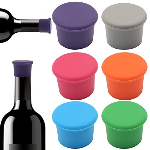 6PCS Wine Stoppers, Reusable Silicone Wine Corks, Glass Corks Beverages Beer Champagne Bottles for Corks to Keep Wine Fresh