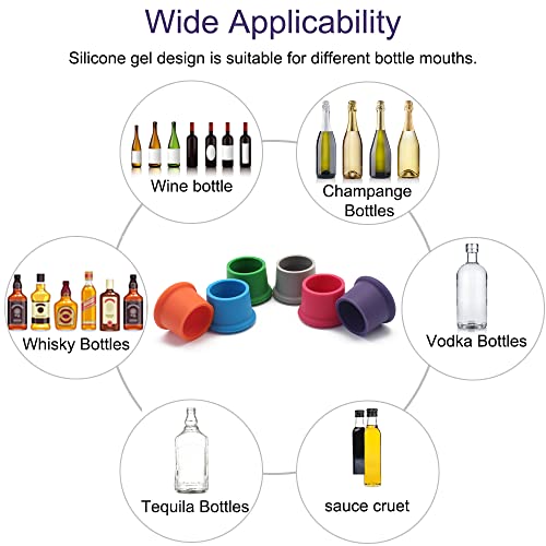 6PCS Wine Stoppers, Reusable Silicone Wine Corks, Glass Corks Beverages Beer Champagne Bottles for Corks to Keep Wine Fresh