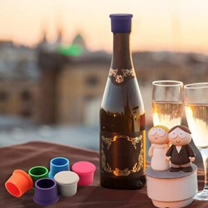 6PCS Wine Stoppers, Reusable Silicone Wine Corks, Glass Corks Beverages Beer Champagne Bottles for Corks to Keep Wine Fresh