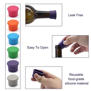 6PCS Wine Stoppers, Reusable Silicone Wine Corks, Glass Corks Beverages Beer Champagne Bottles for Corks to Keep Wine Fresh