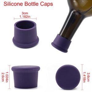 6PCS Wine Stoppers, Reusable Silicone Wine Corks, Glass Corks Beverages Beer Champagne Bottles for Corks to Keep Wine Fresh