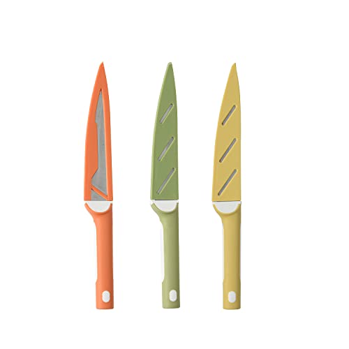 COKUMA Paring Knives With Sheath, 6PCS Paring knife (3pcs pairing knife & 3pcs knife sheath), German Steel Paring Knife Set, Fruit and Vegetable Knife for both Home & Restaurant