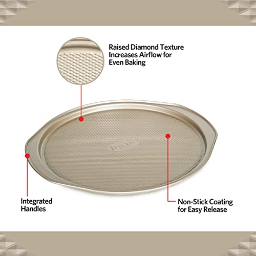 Glad Nonstick Large Pizza Pan for Oven | Round Baking Tray | Textured Cooking Sheet Crisper | Premium Bakeware Series for Home Kitchen