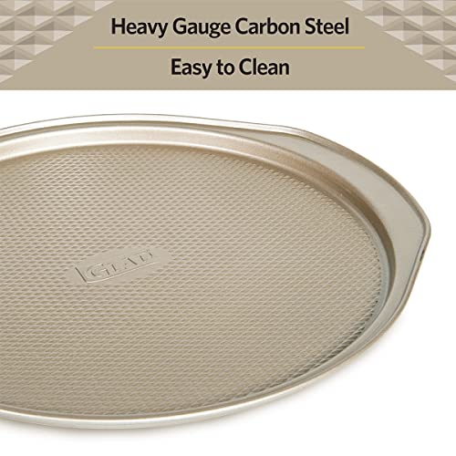 Glad Nonstick Large Pizza Pan for Oven | Round Baking Tray | Textured Cooking Sheet Crisper | Premium Bakeware Series for Home Kitchen