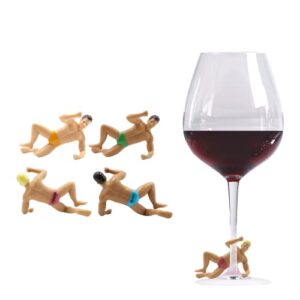 npw wine charmers themed reuseable glass drink markers, 4