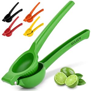 zulay premium quality metal lime squeezer, citrus juicer, manual press for extracting the most juice possible - lime juicer (green)