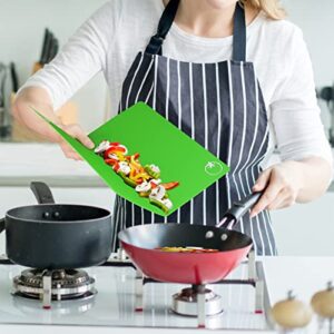 Kitchen Cutting Board Set Plastic - Extra Thick Foldable Flexible Cutting Mat for Cooking, Non-Slip Chopping Board for Camping with Colored Food Icons & Easy-Grip Handles, Dishwasher Safe, Set of 6