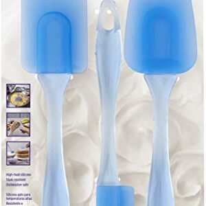 Wilton Easy Flex Silicone Spatula Set, Your Go-To Tools for Mixing, Folding, Scraping, Cooking and Serving., Blue, 3-Piece