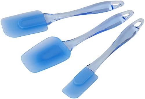 Wilton Easy Flex Silicone Spatula Set, Your Go-To Tools for Mixing, Folding, Scraping, Cooking and Serving., Blue, 3-Piece