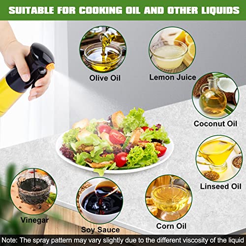 Oil Sprayer for Cooking, Upgraded Olive Oil Sprayer Bottle, Air Fryer Accessories, Oil Mister for Air Fryer, 7oz/200ml Oil Vinegar Spritzer, Kitchen Gadgets for Salad, BBQ, Roasting (Black)