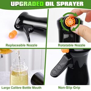 Oil Sprayer for Cooking, Upgraded Olive Oil Sprayer Bottle, Air Fryer Accessories, Oil Mister for Air Fryer, 7oz/200ml Oil Vinegar Spritzer, Kitchen Gadgets for Salad, BBQ, Roasting (Black)