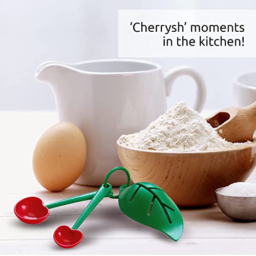 OTOTO Mon Cherry Measuring Spoons & Egg Separator- Valentines Gift for Her, Valentines Gifts- Measuring Spoon Set For Baking- BPA-free & Dishwasher Safe Teaspoon Set, Dry & Liquid Ingredients (4 pc)