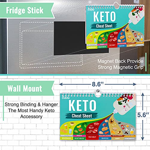 Keto Diet Cheat Sheet Magnets Kit, Magnetic Quick Reference Keto Food List Guide Charts 239 Foods and Swap for Beginners with Keto Tracker Log Macro Carbs Counter Journal Planner, Body Measuring Tape