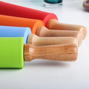 NASNAIOLL Silicone Rolling Pin Non Stick Surface Wooden Handle 1.97X15.15 (Blue)