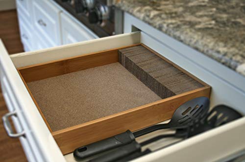 Deluxe KNIFEdock - In-drawer Kitchen Knife Storage (15 in x 13 in x 2.5 in)- Easily Identify Your Knives At A Glance. Frees Up Your Counter Space. Cork Composite Material Never Dulls Your Blades.