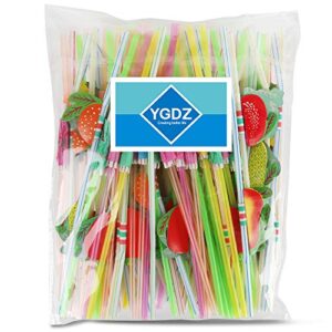 YGDZ 100pcs Umbrella Straws Fruit Straws, Disposable Luau Party Drink Umbrella Straws, Tropical Hawaiian Straws Beach Summer Pool Party Decorations