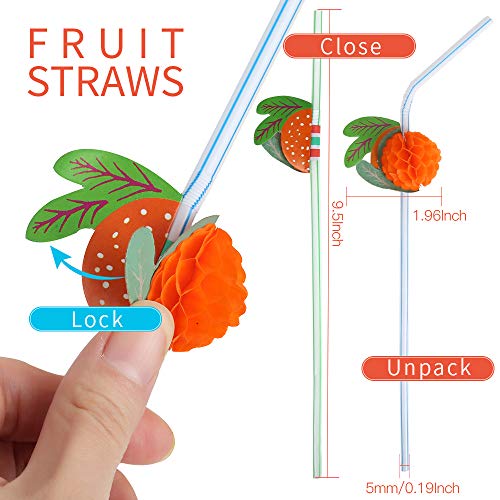 YGDZ 100pcs Umbrella Straws Fruit Straws, Disposable Luau Party Drink Umbrella Straws, Tropical Hawaiian Straws Beach Summer Pool Party Decorations