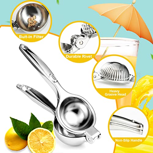 Premium Lemon Squeezer, TEZZ Large Heavy Duty Handhelp Juicer for Lemon/Citrus, Stainless Steel Hand Press Juicer, Lime Squeezer Bar Tool, Manual Citrus Press