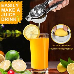 Premium Lemon Squeezer, TEZZ Large Heavy Duty Handhelp Juicer for Lemon/Citrus, Stainless Steel Hand Press Juicer, Lime Squeezer Bar Tool, Manual Citrus Press