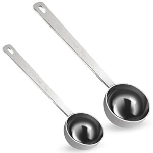 vitkstar 2 pack stainless steel coffee scoop measuring tablespoon and scooper with long handles(15ml&30ml)