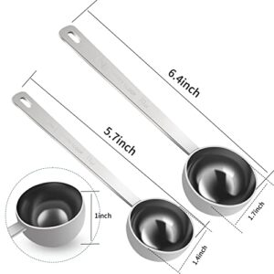 VITKSTAR 2 PACK Stainless Steel Coffee Scoop Measuring Tablespoon and Scooper with Long Handles(15ml&30ml)