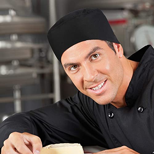 Chef Hats for Men Women Chef Works Hats Chef Beanie Chef Caps for Men (Black,6 Pieces)