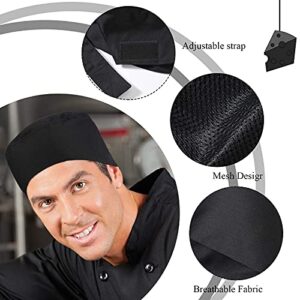 Chef Hats for Men Women Chef Works Hats Chef Beanie Chef Caps for Men (Black,6 Pieces)