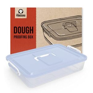 chef pomodoro pizza dough proofing box, 14 x 11-inch, pizza dough container, fits 4-6 dough balls, household pizza dough tray with convenient carry handle (blue)