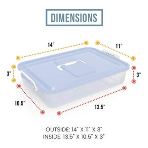 Chef Pomodoro Pizza Dough Proofing Box, 14 x 11-Inch, Pizza Dough Container, Fits 4-6 Dough Balls, Household Pizza Dough Tray With Convenient Carry Handle (Blue)