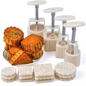 vovov mid-autumn festival hand-pressure moon cake mould with 12 pcs mode pattern for 4 sets