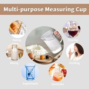 Newness Glass Measuring Cup with Handle, 500 ML (0.5 Liter, 2 Cup) Measuring Cup with Three Scales (OZ, Cup, ML/CC) and V-Shaped Spout, Measuring Beaker for Kitchen or Restaurant, Easy to Read