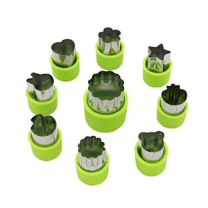 lenk vegetable cutter shapes set,mini pie,fruit and cookie stamps mold,cookie cutter decorative food,for kids baking and food supplement tools accessories crafts for kitchen,green,9 pcs