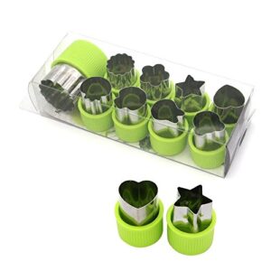 LENK Vegetable Cutter Shapes Set,Mini Pie,Fruit and Cookie Stamps Mold,Cookie Cutter Decorative Food,for Kids Baking and Food Supplement Tools Accessories Crafts for Kitchen,Green,9 Pcs