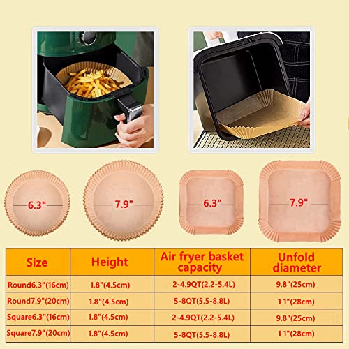 UHOUSE air fryer liners 9 inch square, air fryer disposable paper liner square, air fryer liners disposable,Baking Paper for Air Fryer And Baking Roasting Microwave