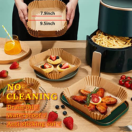 UHOUSE air fryer liners 9 inch square, air fryer disposable paper liner square, air fryer liners disposable,Baking Paper for Air Fryer And Baking Roasting Microwave