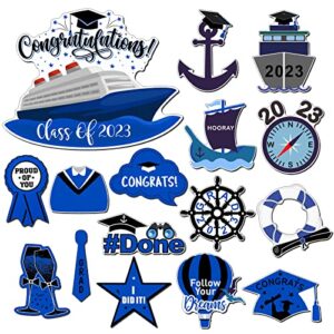 16 pcs cruise door decorations graduation cruise door decorations magnetic class of 2023 congrats grad car magnets anchor life preserver magnets for carnival cruise car locker refrigerator (blue)