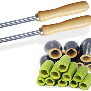 Zucchini Squash Vegetable Corer 2 pcs Corers Stainless Steel Core Remover Tool Kitchen Stuffed Vegetables Veggies Seed Remover Remove Seeds Eggplant Cucumber 8" Long Coring Tools Gadgets Drill