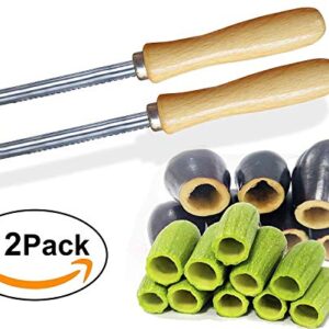 Zucchini Squash Vegetable Corer 2 pcs Corers Stainless Steel Core Remover Tool Kitchen Stuffed Vegetables Veggies Seed Remover Remove Seeds Eggplant Cucumber 8" Long Coring Tools Gadgets Drill