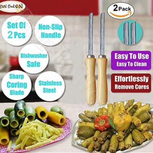 Zucchini Squash Vegetable Corer 2 pcs Corers Stainless Steel Core Remover Tool Kitchen Stuffed Vegetables Veggies Seed Remover Remove Seeds Eggplant Cucumber 8" Long Coring Tools Gadgets Drill